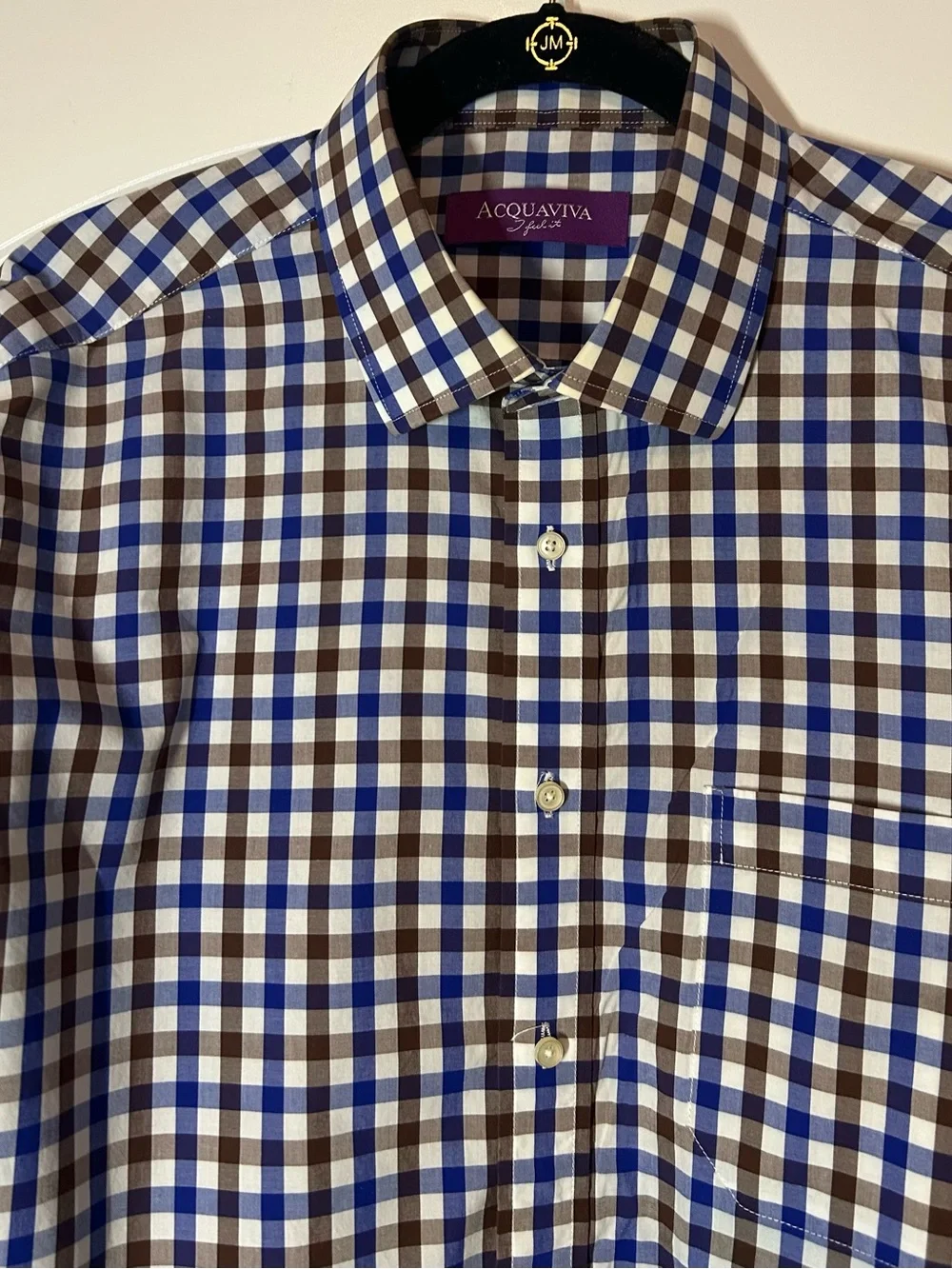 Acquaviva | Shirts | Mens Blue And Brown Checked Dress Shirt | Poshmark
